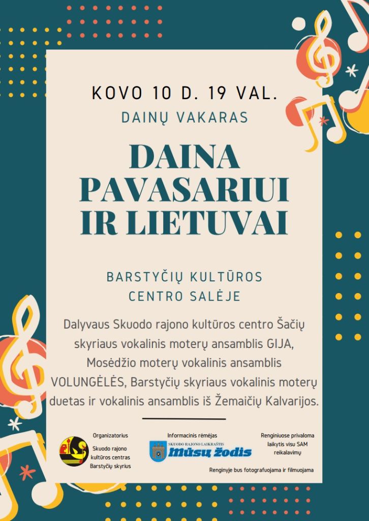 Dainų vakaras „Daina pavasariui“ Barstyčiuose - Mūsų žodis